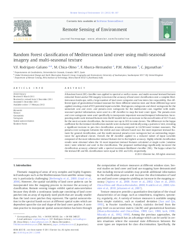 (PDF) Random Forest classification of Mediterranean land cover using ...