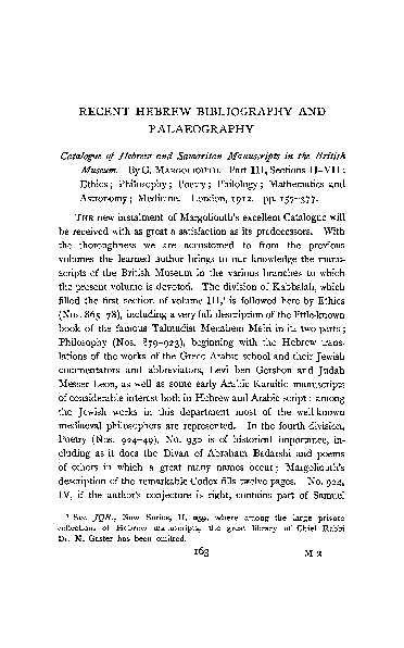 (PDF) Alexander Marx, “Recent Hebrew Bibliography and Palaeography ...