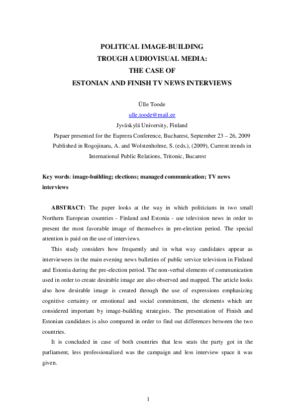 (PDF) Image building through political TV-news interview