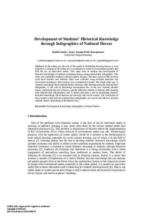 (PDF) Development of Students' Historical Knowledge through ...