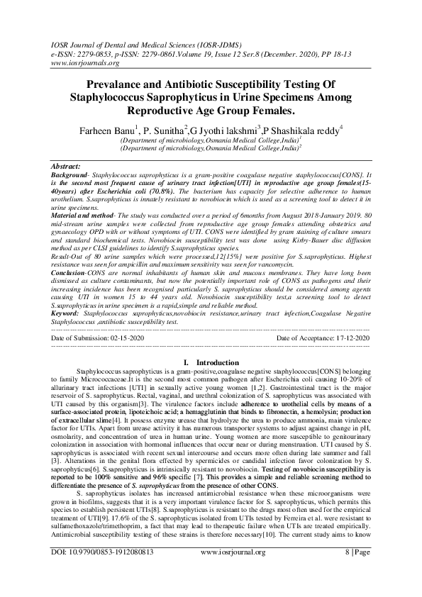 (PDF) Prevalance and Antibiotic Susceptibility Testing Of ...