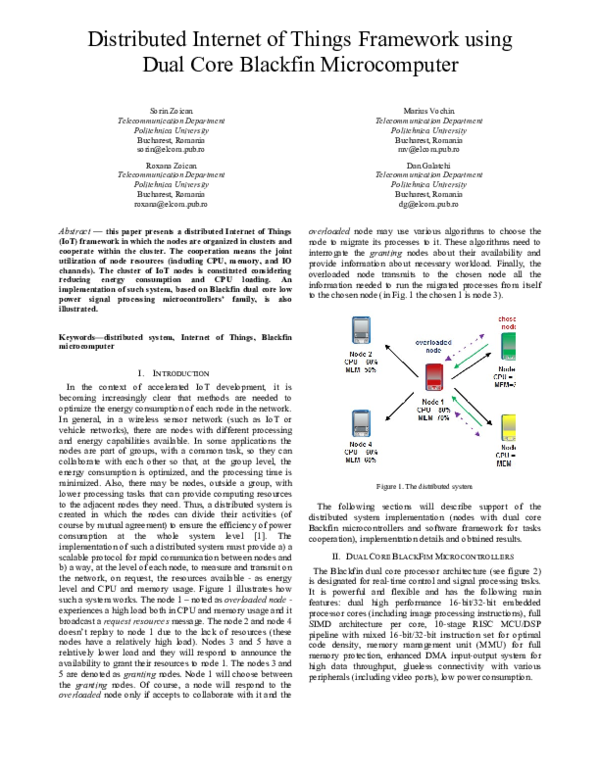 (PDF) Distributed Internet of Things Framework using Dual Core Blackfin Microcomputer | Sorin ...