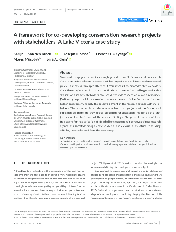 (PDF) A framework for co-developing conservation research projects with ...