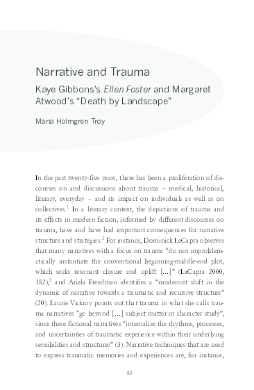 (PDF) Narrative and Trauma: Kaye Gibbons's Ellen Foster and Margaret ...