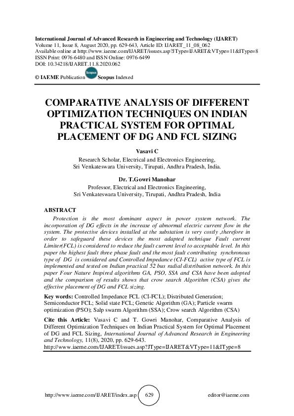 (PDF) COMPARATIVE ANALYSIS OF DIFFERENT OPTIMIZATION TECHNIQUES ON ...