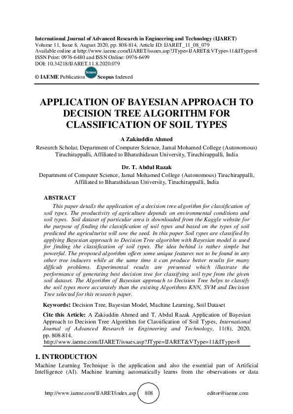 (PDF) Application of Bayesian Approach to Decision Tree Algorithm for ...