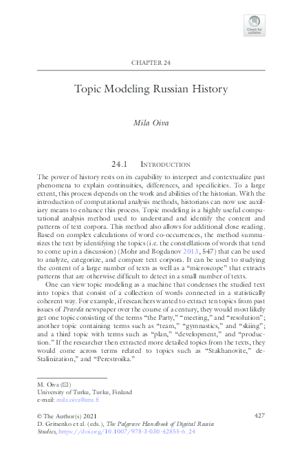 (PDF) Topic Modeling Russian History