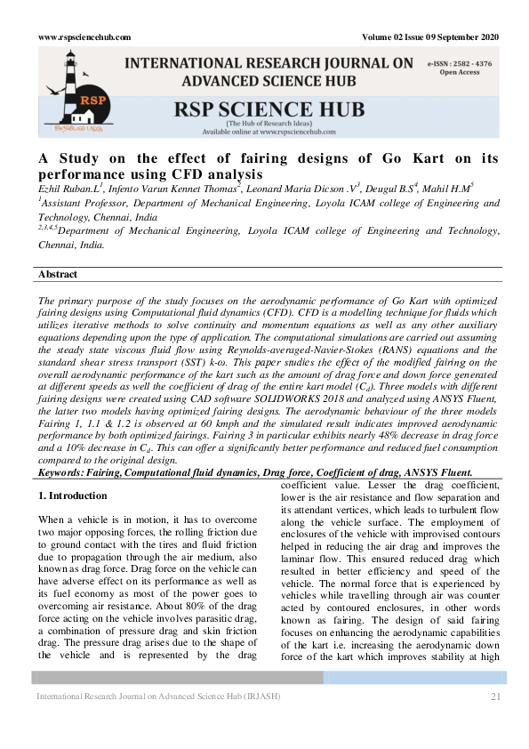 (PDF) A Study on the effect of fairing designs of Go Kart on its ...