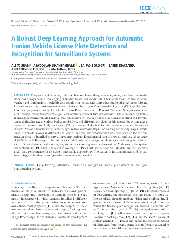 (PDF) A Robust Deep Learning Approach for Automatic Iranian Vehicle License Plate Detection and ...