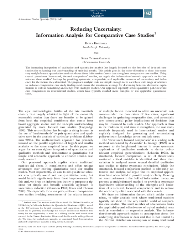 (PDF) Reducing Uncertainty: Information Analysis for Comparative Case ...