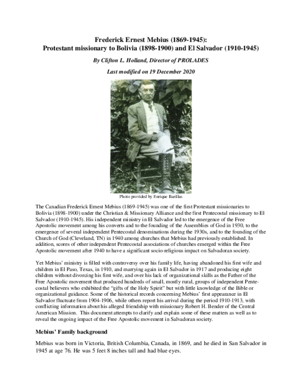 (PDF) Frederick Ernest Mebius (1869-1945): Protestant missionary to ...