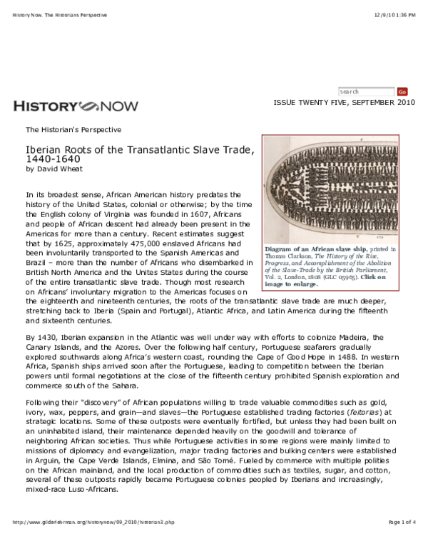 (PDF) Iberian Roots of the Transatlantic Slave Trade, 1440-1640