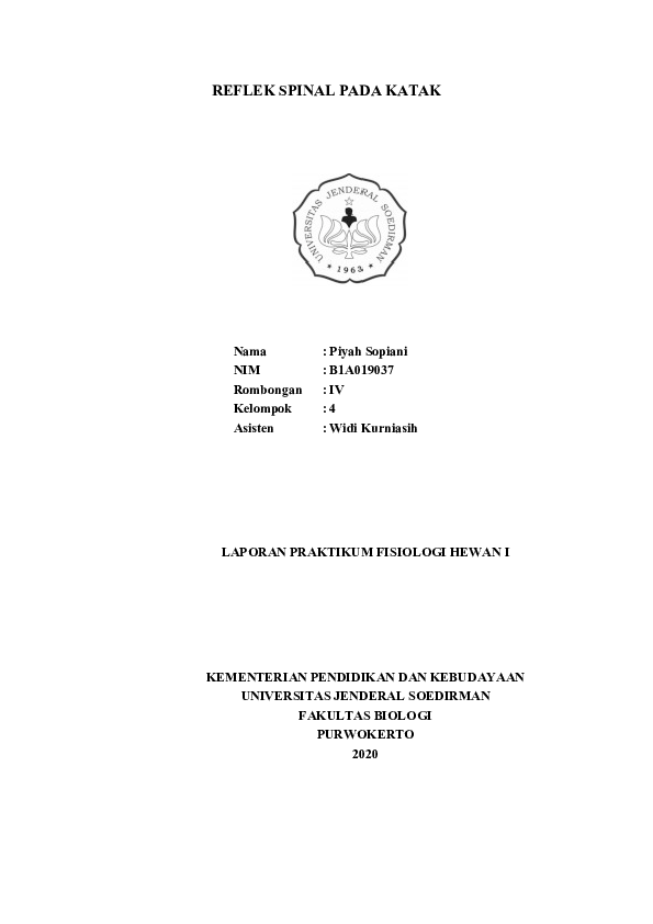 (DOC) REFLEKS SPINAL PADA KATAK B1A019037 PIYAH SOPIANI R4 K