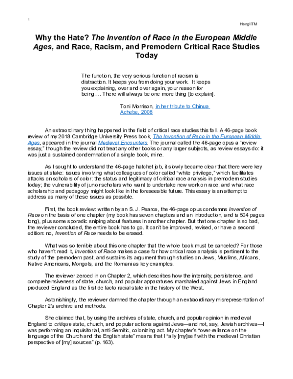 (DOC) Why the Hate? The Invention of Race in the European Middle Ages ...