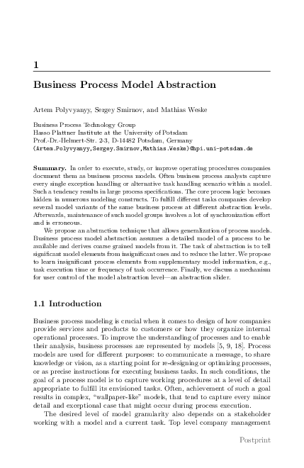 (PDF) Business Process Model Abstraction
