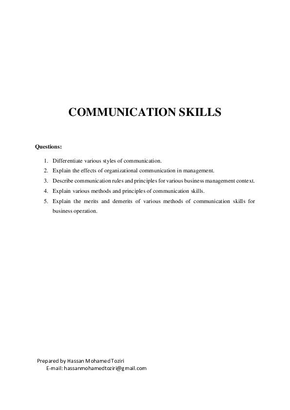(PDF) COMMUNICATION SKILLS QUESTIONS