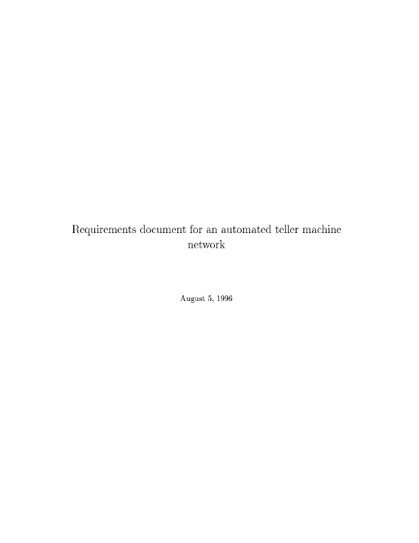 (PDF) Requirements document for an automated teller machine network
