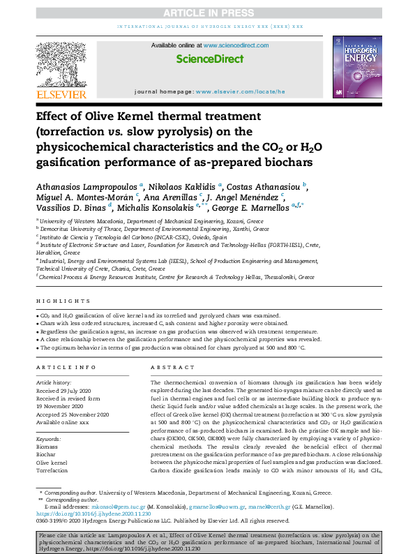 (PDF) Effect of Olive Kernel thermal treatment (torrefaction vs. slow ...
