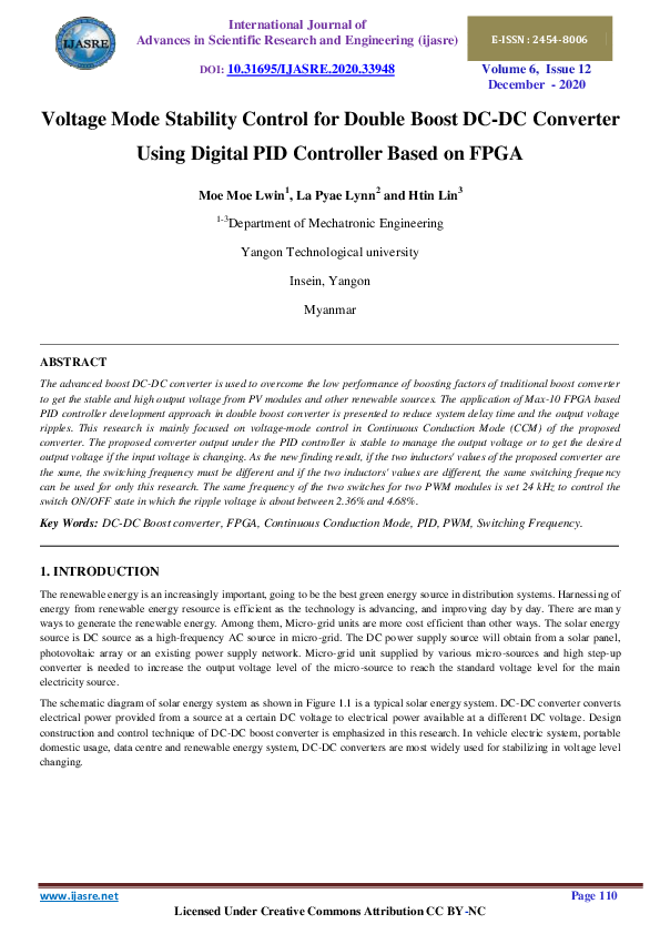 (PDF) Voltage Mode Stability Control for Double Boost DC-DC Converter Using Digital PID ...