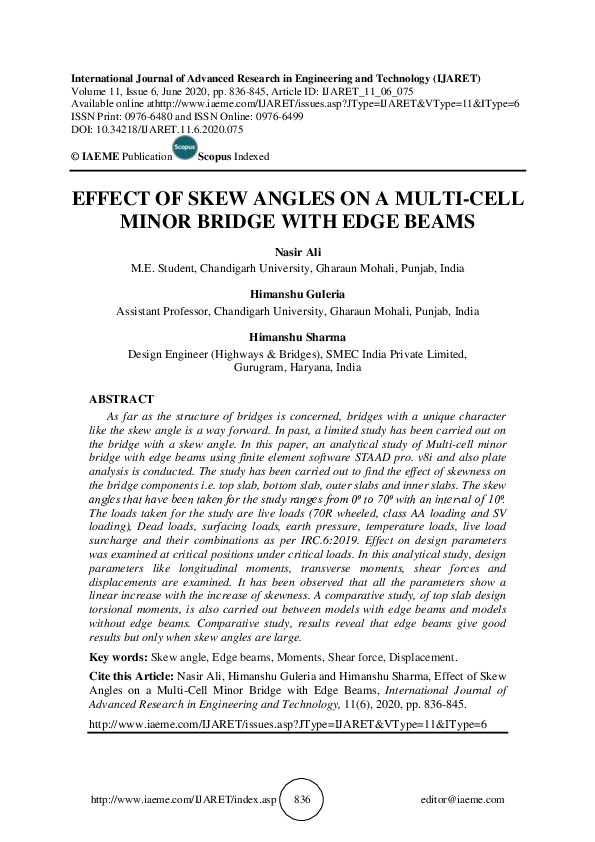 (PDF) Effect of Skew Angles on a Multi-Cell Minor Bridge with Edge Beams