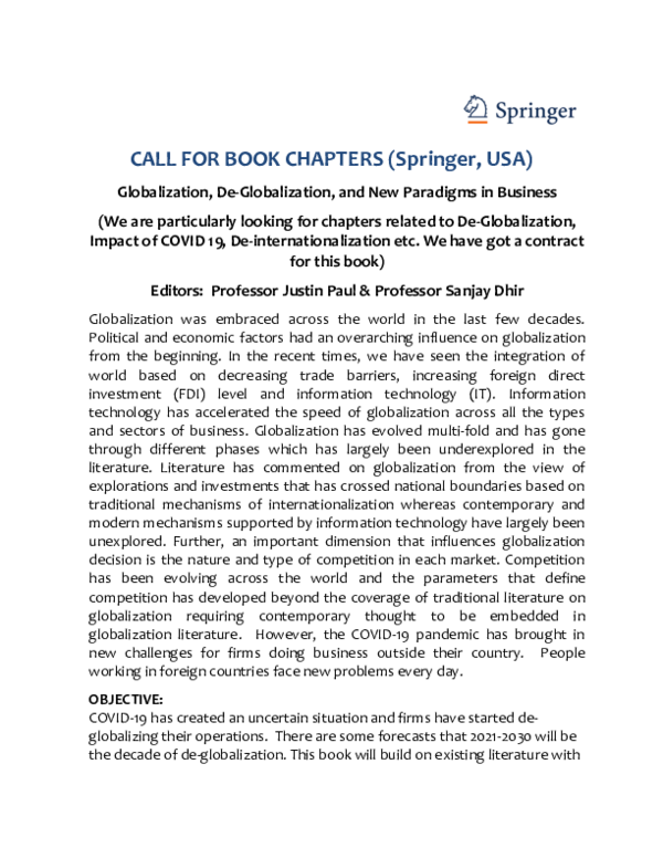 (PDF) Springer IIT Final call for chapters