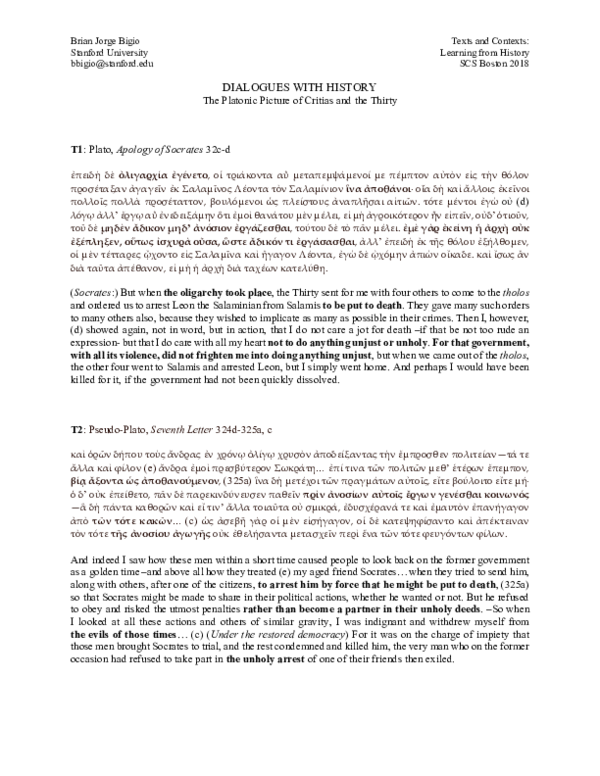 (PDF) Dialogues with History: The Platonic Picture of Critias and the ...