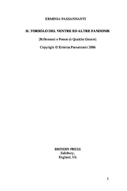 (PDF) Il torsolo del ventre ed altre fandonie. Poemetto. Italian ...