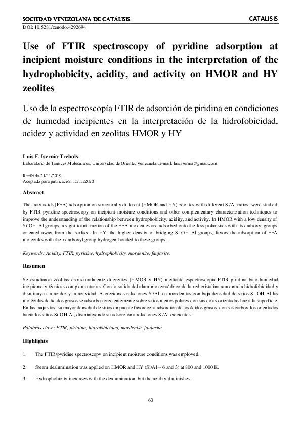 (PDF) Use of FTIR spectroscopy of pyridine adsorption at incipient ...