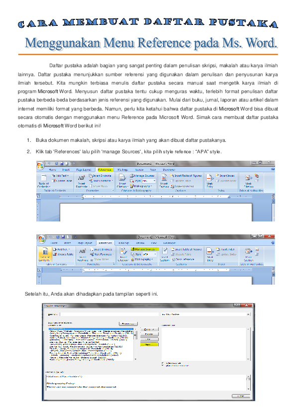 (PDF) Cara Membuat Daftar Pustaka Menggunakan Reference Ms Word