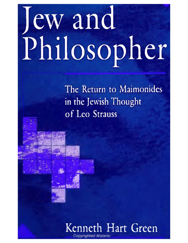 (PDF) Jew and Philosopher: The Return to Maimonides in the Jewish ...