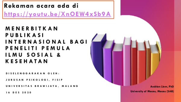 (PDF) Menerbitkan Publikasi Internasional Bagi Peneliti Pemula Ilmu ...
