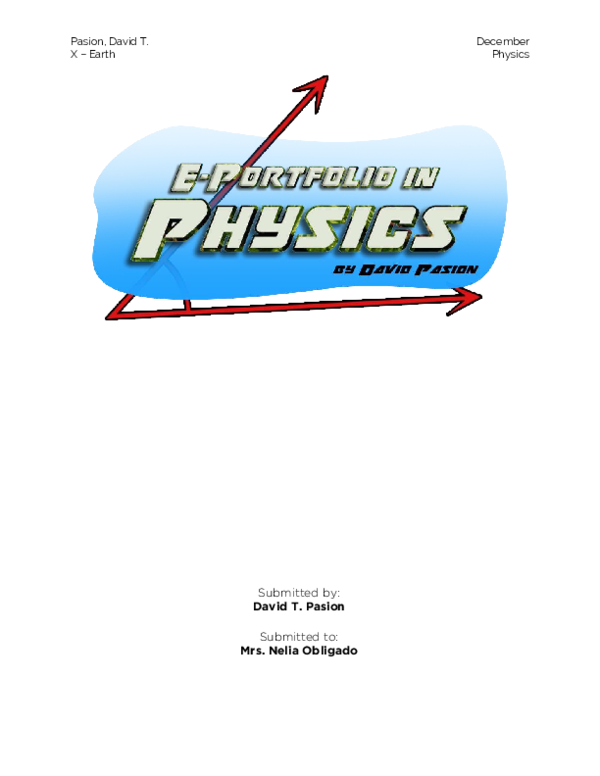 (PDF) Portfolio: Physics topics - K-12 Grade 10, First Quarter