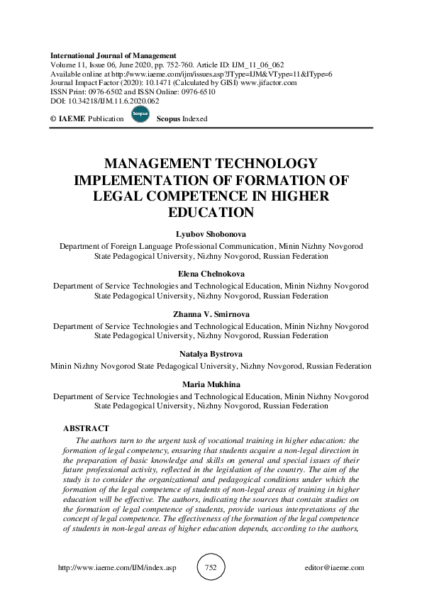 (PDF) Management Technology Implementation of Formation of Legal ...