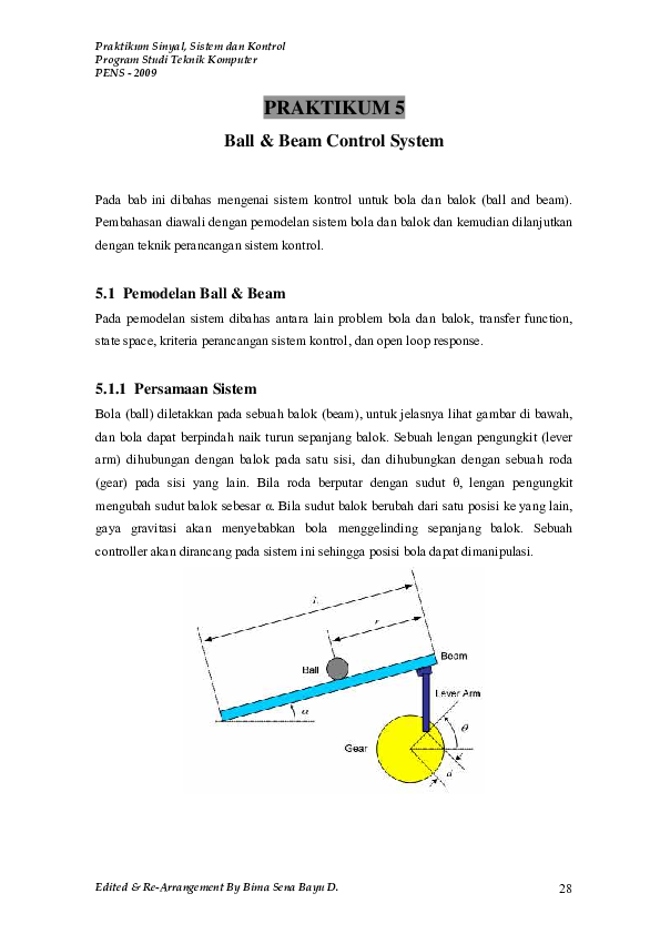 (PDF) Praktikum Sinyal, Sistem dan Kontrol - Ball & Beam Control System