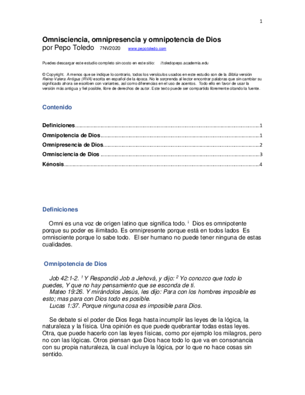 (PDF) Omnisciencia omnipresencia y omnipotencia de Dios por Pepo Toledo