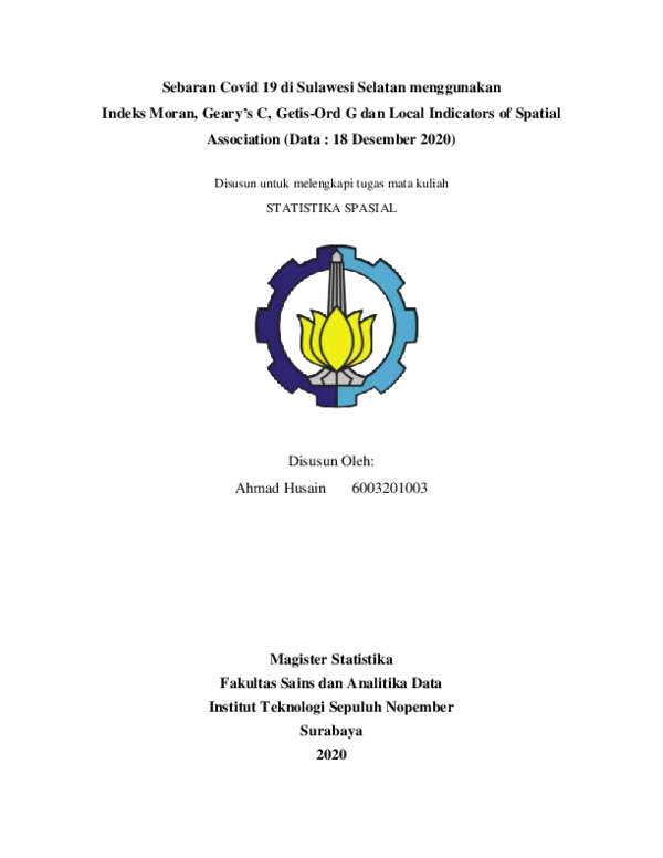 (PDF) Sebaran Covid 19 Sulawesi Selatan menggunakan Indeks Moran Getis ...