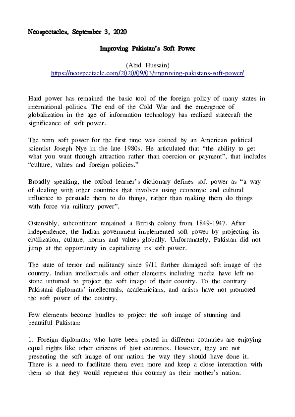 (PDF) Improving Pakistan’s Soft Power