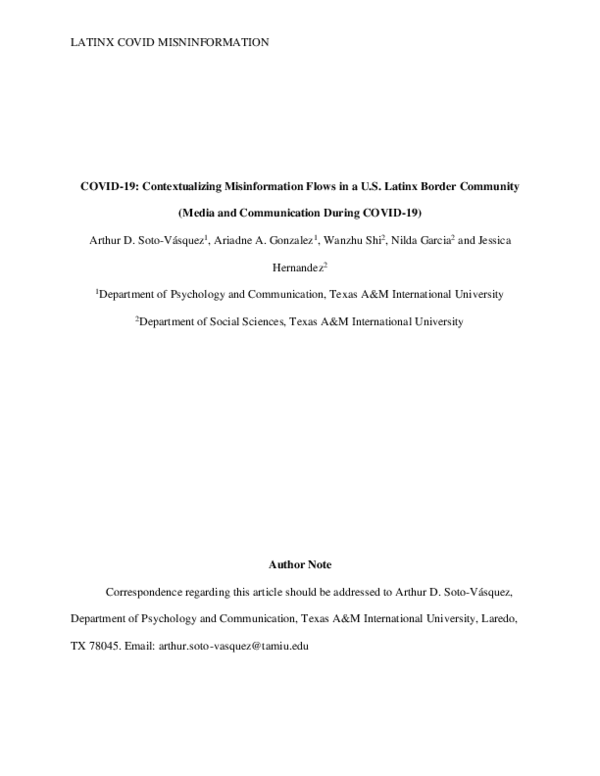 (PDF) COVID-19: Contextualizing Misinformation Flows in a U.S. Latinx ...