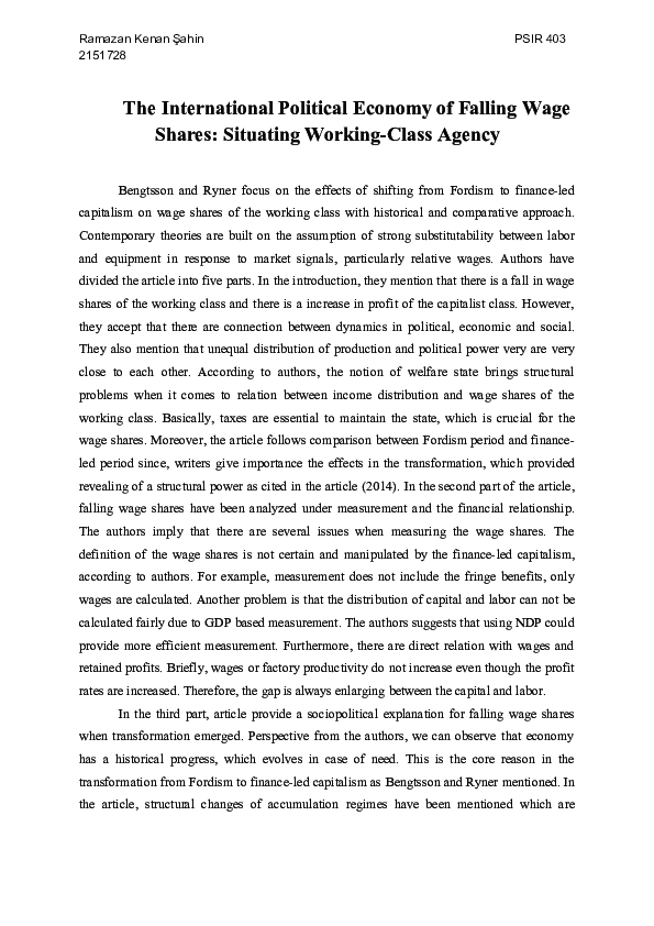 (DOC) The International Political Economy of Falling Wage Shares ...