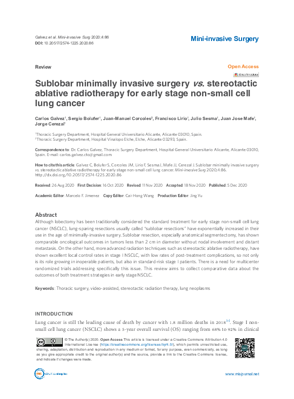 (PDF) Sublobar minimally invasive surgery vs. stereotactic ablative radiotherapy for early stage ...