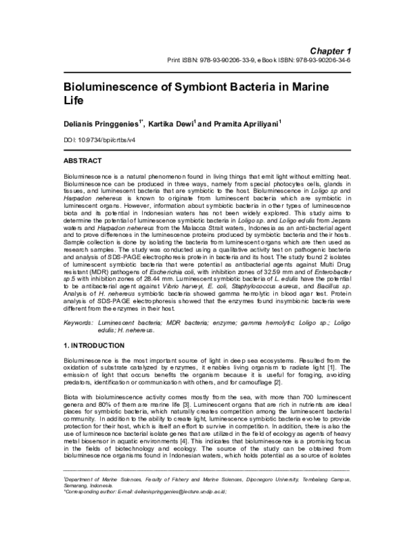 (PDF) Chapter 1 Bioluminescence of Symbiont Bacteria in Marine Life
