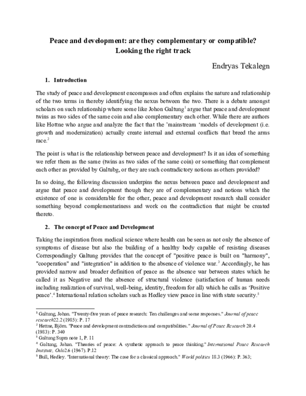 (DOC) Peace and development: are they complementary or compatible ...