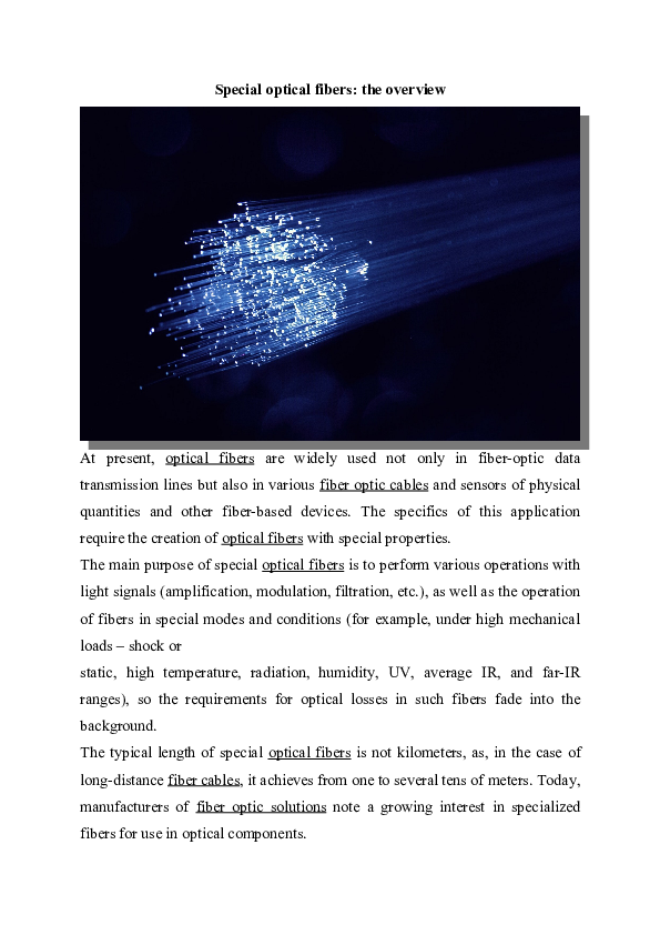 (DOC) Special optical fibers: the overview