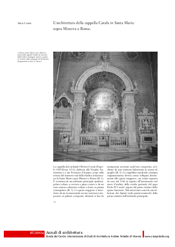 (PDF) L'architettura della Cappella Carafa in Santa Maria sopra Minerva ...
