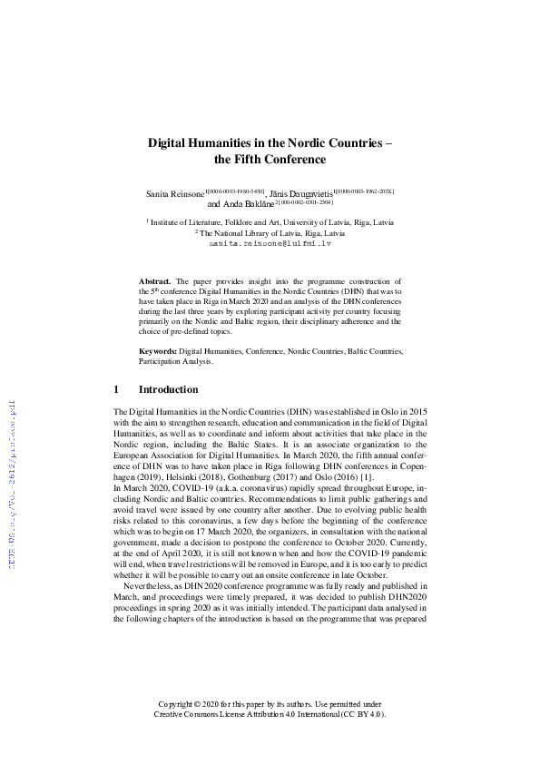 (PDF) Digital Humanities in the Nordic Countries - the Fifth Conference