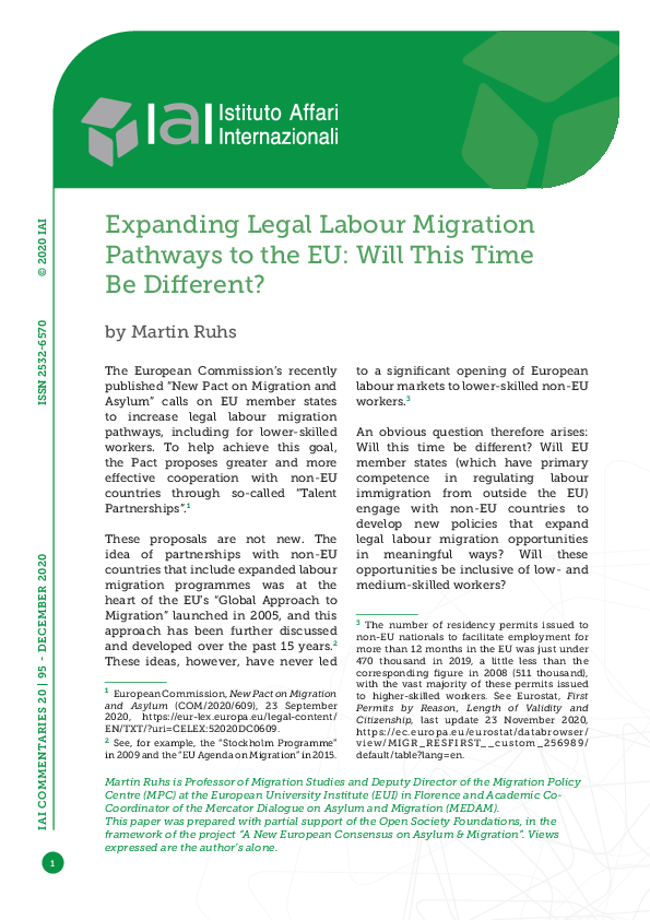 (PDF) Expanding Legal Labour Migration Pathways to the EU: Will This ...