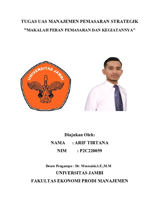 (DOC) TUGAS UAS MANAJEMEN PEMASARAN STRATEGIK ARIF TIRTANA
