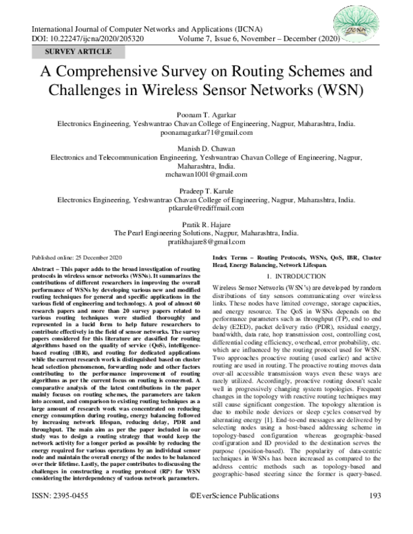 A Comprehensive Survey On Routing Schemes And Challenges In Wireless Sensor Networks Wsn