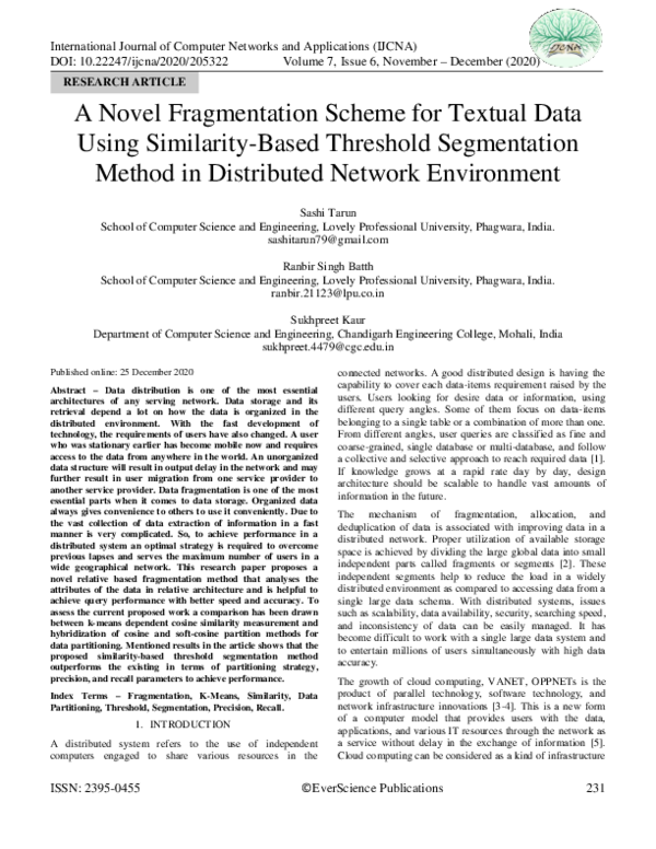 (PDF) A Novel Fragmentation Scheme for Textual Data Using Similarity ...