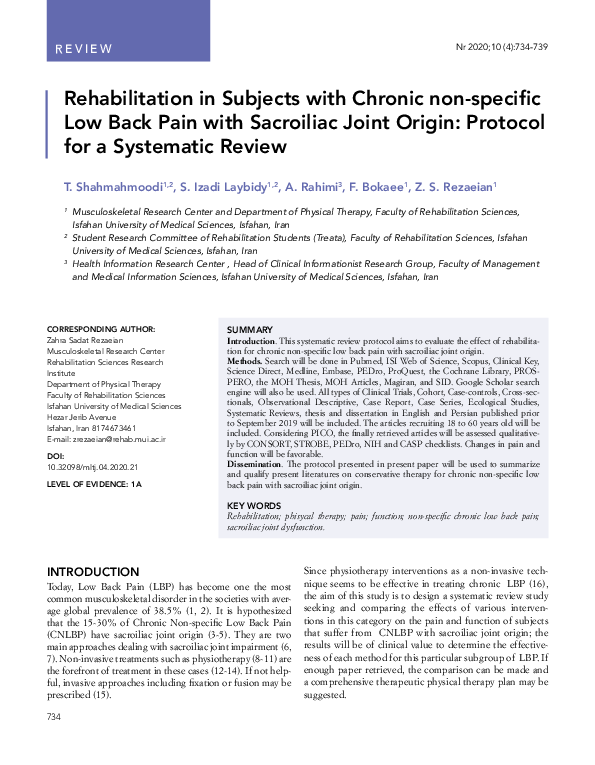 (PDF) Rehabilitation in subjects with chronic non-specific low back pain with sacroiliac joint ...